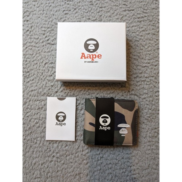 A Bathing Ape | Bags | Bape Wallet Mens Camo Green Nylon Bifold Ape ...